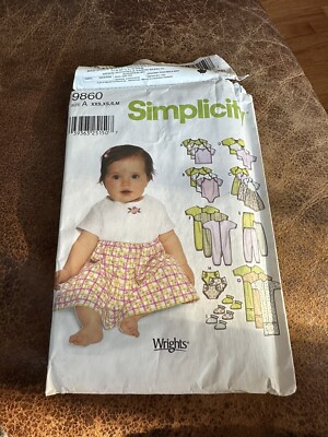 Simplicity 9860 Babies Layette With Bunting Size XXS- M Uncut Sewing ...