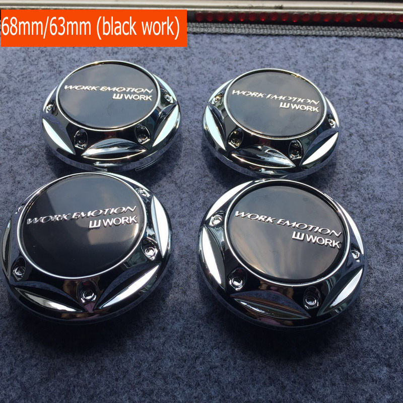 4 Pcs 68mm/63mm Work Emotion Style XC8 XD9 CR 11R XT7 Black Wheels ...