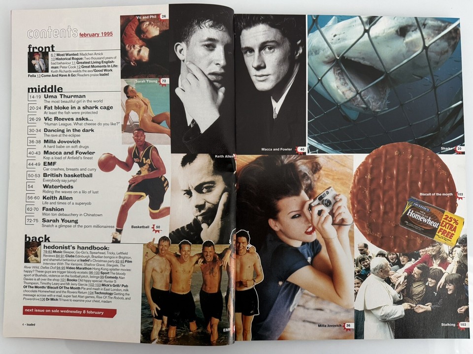 Loaded Magazine February 1995 Uma Thurman Sarah Young Milla Jovovich ...