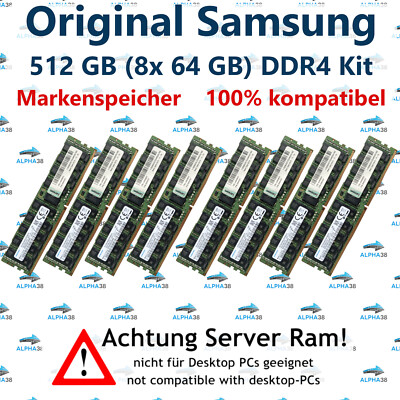 512 GB (8x 64 GB) LRDIMM ECC DDR4-2400 HP HPE Apollo 70 kl20 Server RAM ...