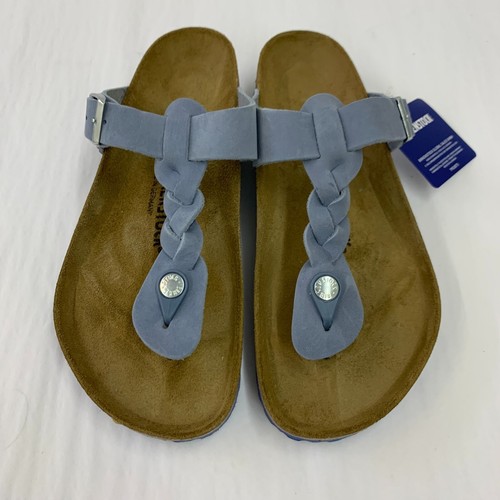 Birkenstock New w/ Box Gizeh Braided Dusty Blue Oiled Leather Reg ...