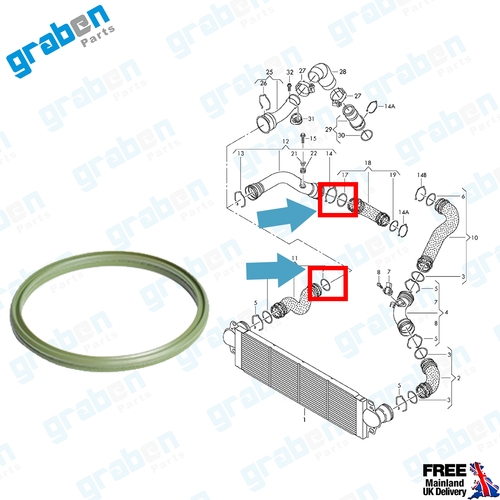 Turbo Hose Seal O-Ring 53.95mm For Audi BMW Volkswagen Seat Skoda ...