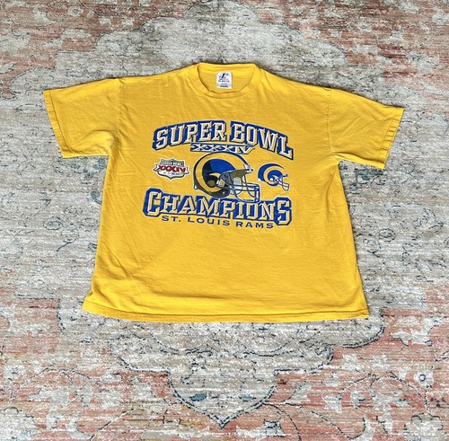 Vintage St Louis Rams 2000 Super Bowl Champions Yellow Shirt Sz XLarge ...