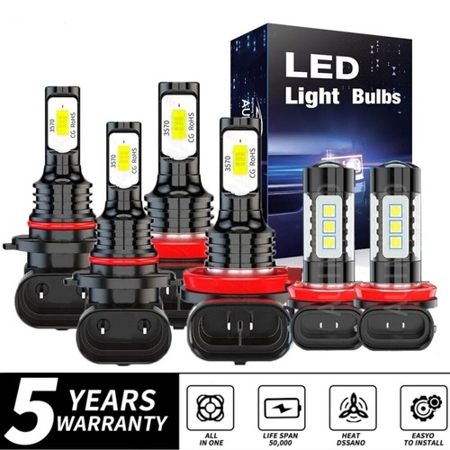 9005+H11+H11 LED Headlight Kit Fog light Bulb White A For Mazda 6 2.5L ...