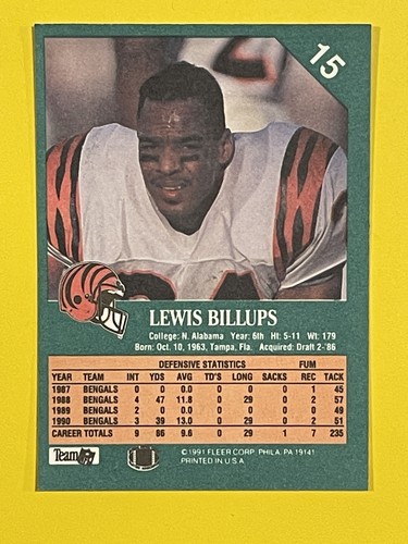 Lewis Billups 1991 Fleer Base #15 Cincinnati Bengals | eBay