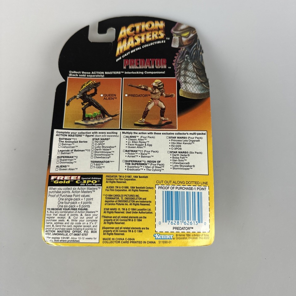Vintage Predator 2" Die Cast Metal Figure 1994 - Kenner Action Masters ...