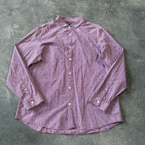 Michael Kors Shirt Mens XL Red Polka Dot Button Up Slim Fit Collared ...