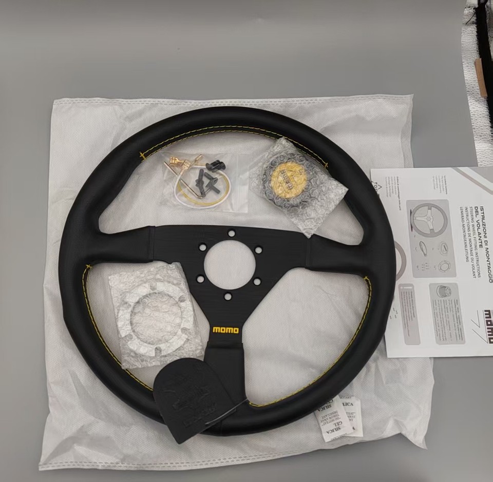 MOMO yellow MonteCarlo 350mm 14' Genuine Leather Thickened Spoke ...