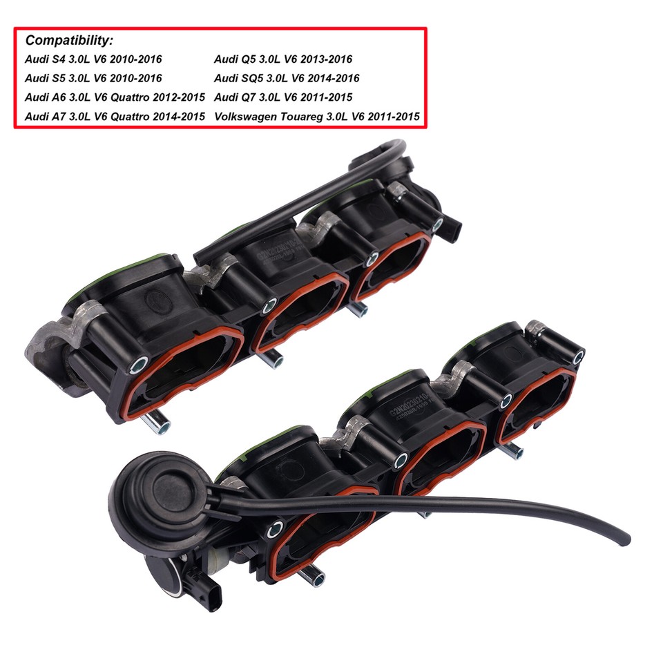 Pair Intake Manifolds For Audi S4 B8 S5 A6 C7 A7 Q5 8R SQ5 2012-2015 3. ...