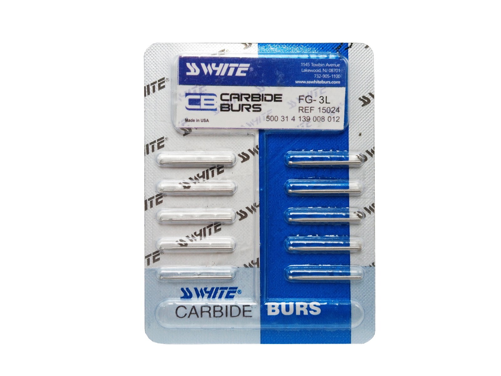SS WHITE Dental Surgical Carbide Burs FG 3L Round Burs (pack of 10 BURS ...