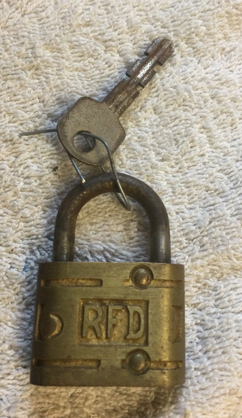 Antique Brass S Arrow Pad Lock With Key RFD On One Side | eBay