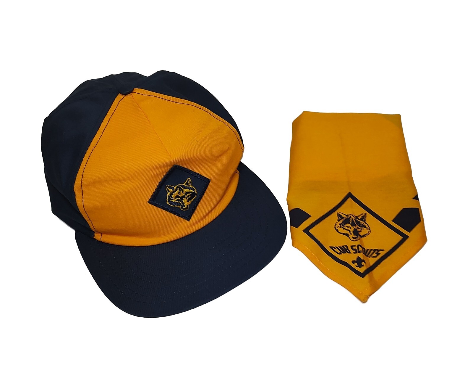 Cub Scout Wolf Rank Cap M/L Blue and Yellow Hat & Neckerchief Scarf BSA ...