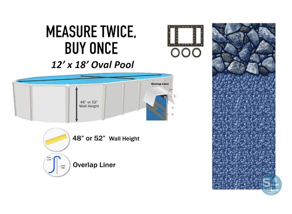 Smartline 12' x 18' Oval 48"/52" Wall Height Swimming Pool Overlap ...