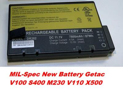 Getac X500 V100 V200 S400 M230,DR202 Battery New Laptop Deep Cell Mil ...
