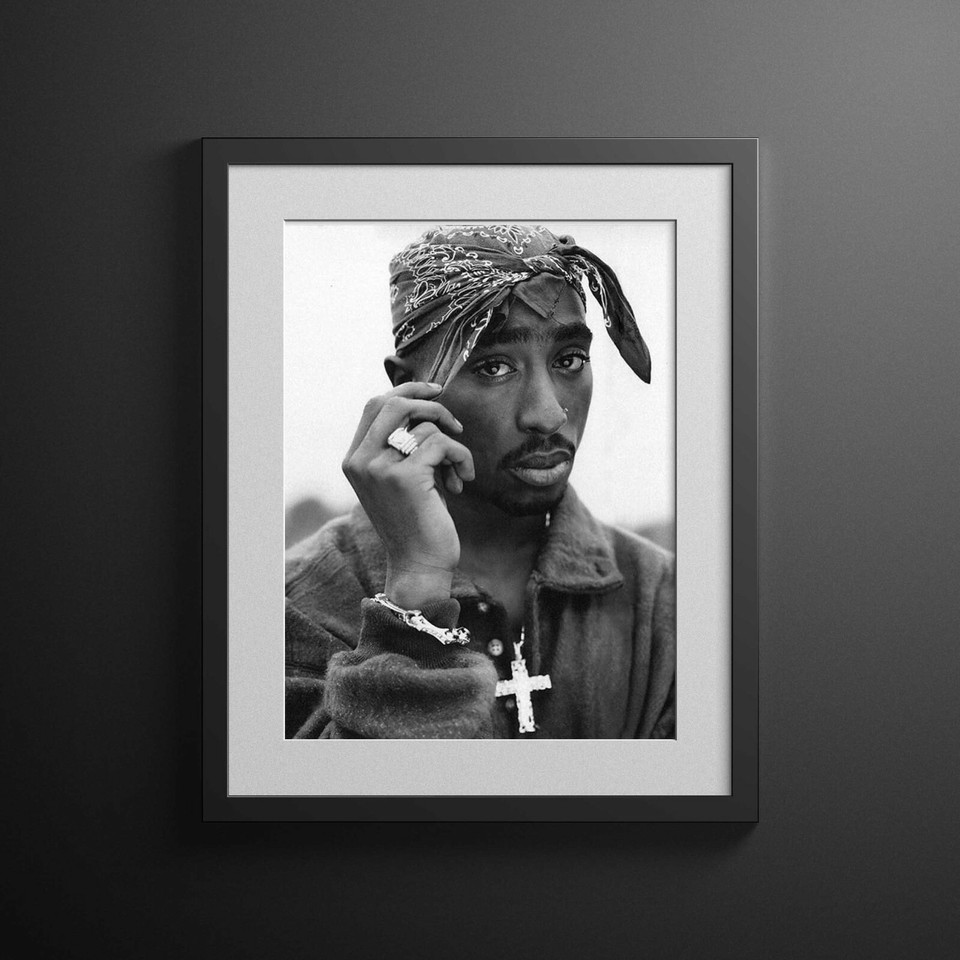 Tupac 2Pac Shakur BW Vintage Art Poster Print. Great Vanity Home Decor ...