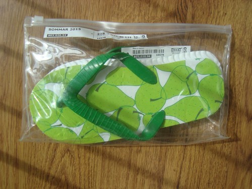 IKEA Flip Flops Beach Sandals Orange Striped Green Pears SOMMAR Size S ...