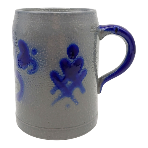 Salt Glazed Pottery Beer Stein Coffee Mug - 0.5l 16oz Large Blue Grey ...