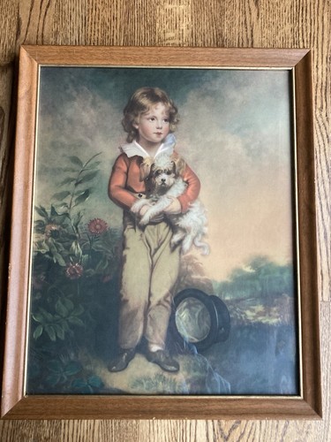 Master Simpson A. W. Devis Boy With Dog Litho Art Print With Wood Frame ...