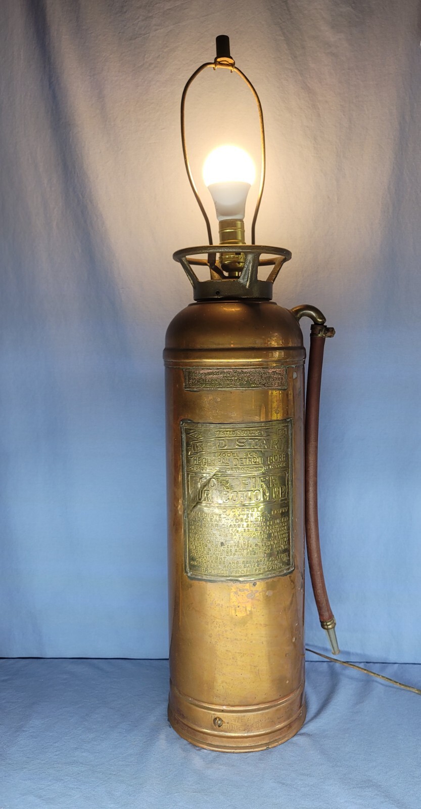 Copper Fire Extinguisher Lamp Vintage RED STAR Model 303 Brass Accent ...