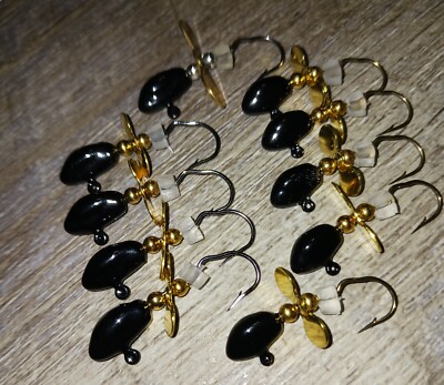 Black and Gold Slow Death Whistler Vertical Ice Fishing Jig Lot of 10 ...