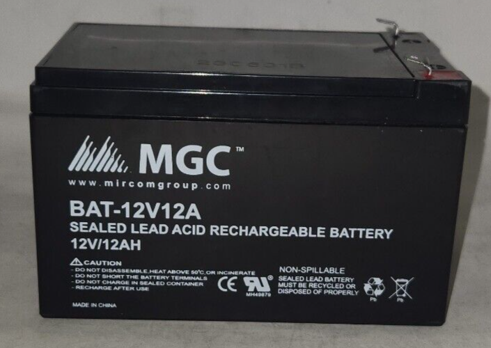 MGC BAT-12V12A Sealed Lead Acid Rechargeable Battery 12 Volt 12 AH Amp ...