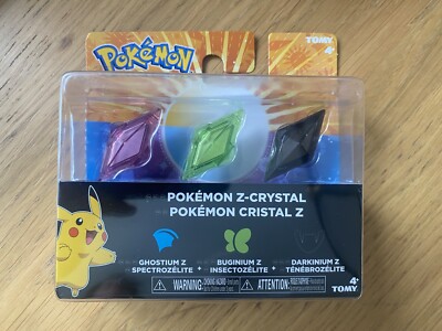 Pokemon Z Crystal Ring Ghostium Buginium Darkinium 3-Pack Tomy 2016 New ...