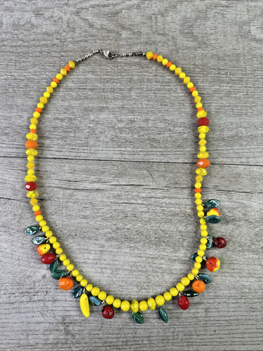 Unique Handmade Glass Bead 22" Necklace Fruit Themed Multicolor | eBay