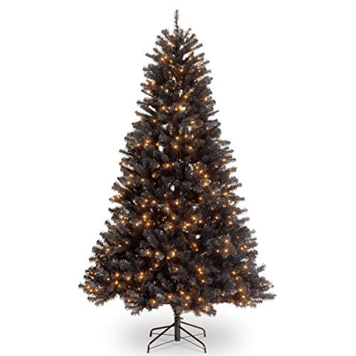 Pre-Lit Artificial Full Christmas Tree, Black, North Valley Spruce ...