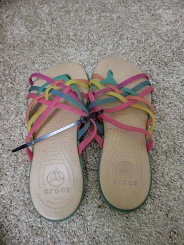 Crocs rainbow strappy Size 8 rubber arch support ortho sandals | eBay