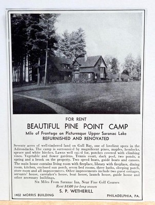 1936 Pine Point Camp Lodge Gull Bay Adirondacks Emma Bucknell NY PHOTO ...