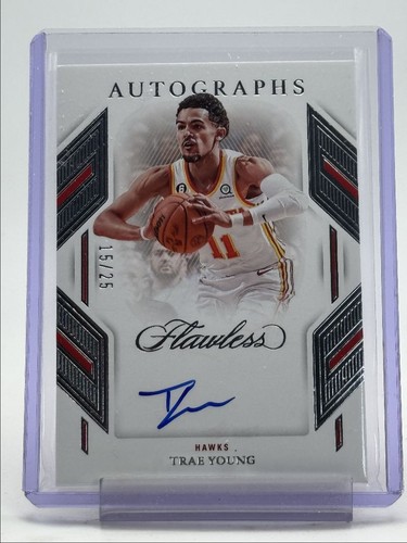 TRAE YOUNG 2022-23 FLAWLESS AUTOGRAPHS BASKETBALL HAWK AUTO /25 Q4559 ...