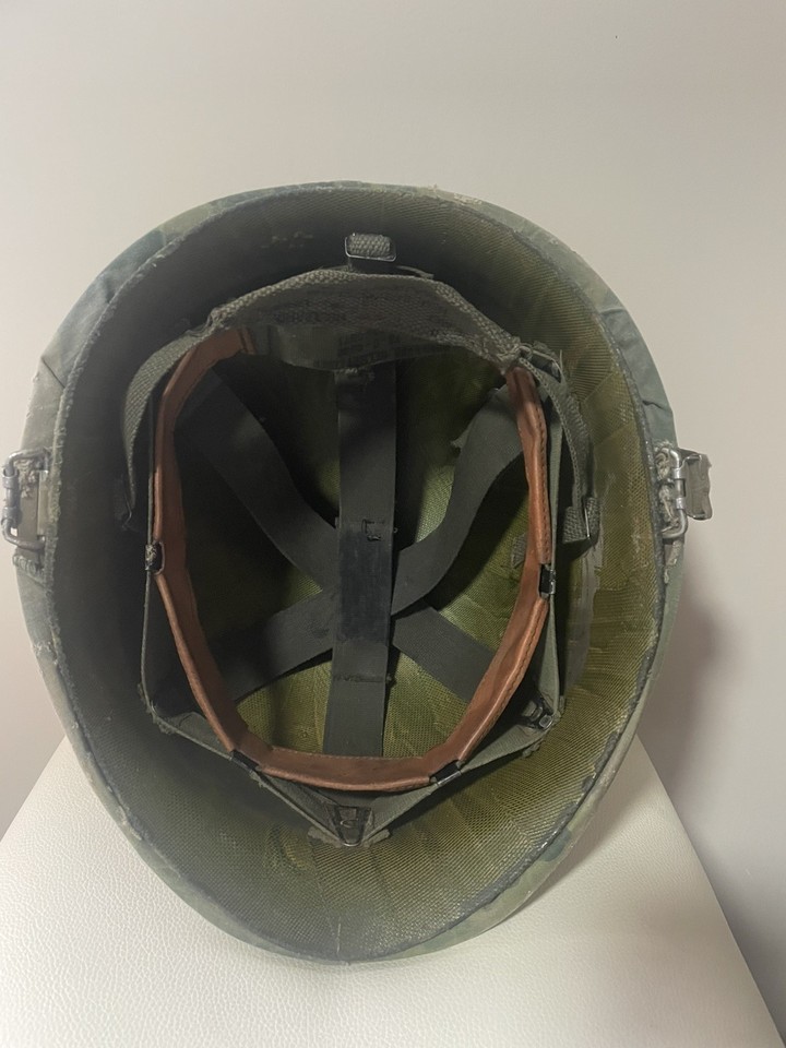 US Military Issue Vietnam Era M1 Steel Pot Helmet with Liner Camouflage ...