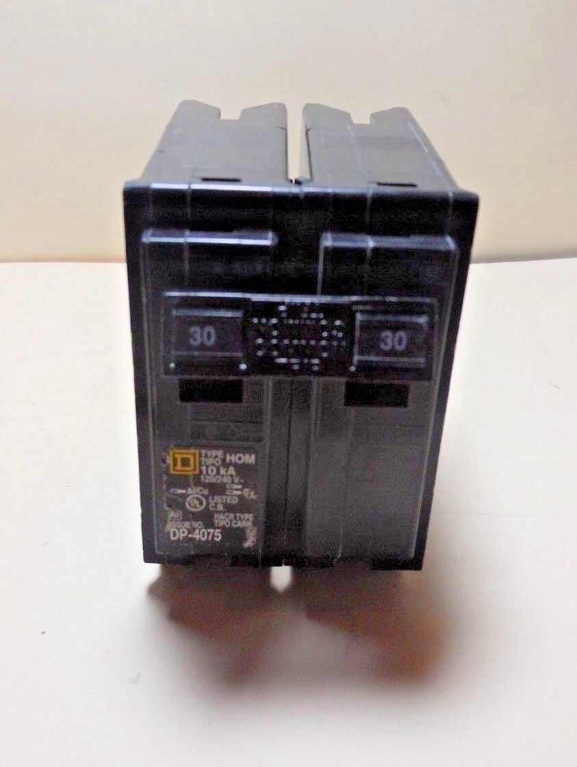 (1 Pcs) Double 2 Pole 30 Amp Square D Breaker DP-4075 HOM 10ka,120-240V ...