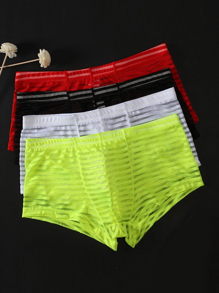 Mens Sexy Briefs See Through Sheer Boxer Mesh Underwear Shorts Trunks ...