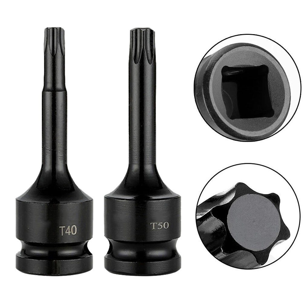 Black Socket Screwdriver with T40+T50 Torx Head for 12 7mm Square ...