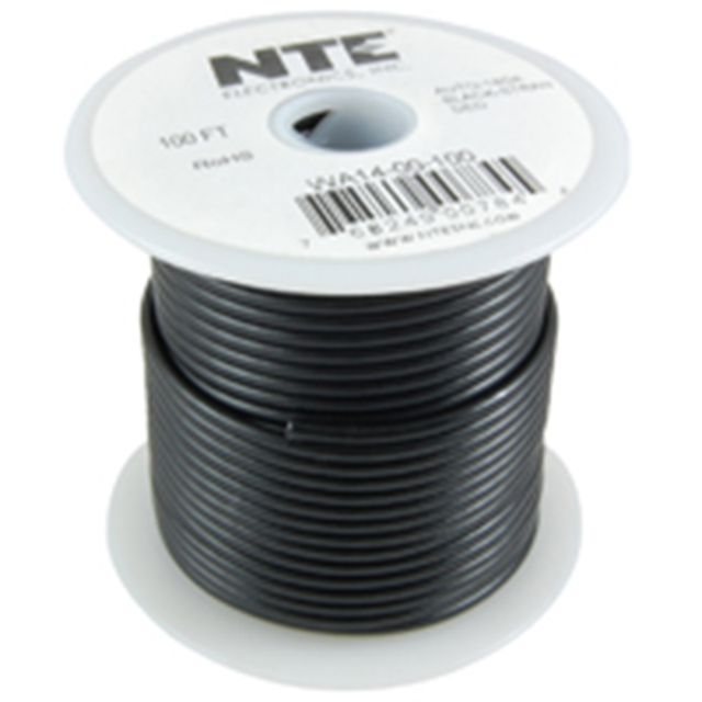 100 FT NTE Wh20-00-100 Hook up Wire 300v Stranded Type 20 GA Black ...