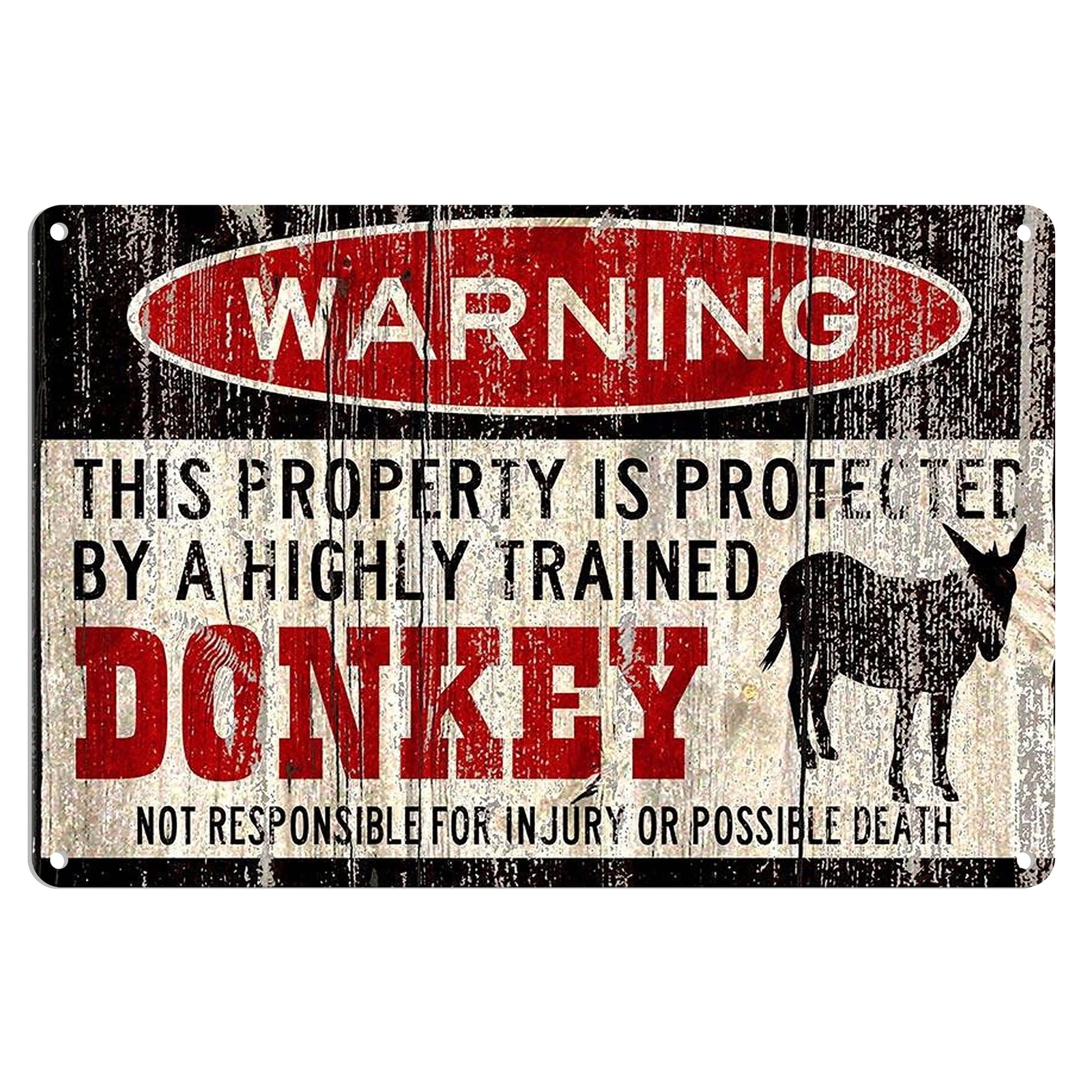 Donkey Sign Funny Metal Signs Donkey Warning Vintage Style Metal Sign ...