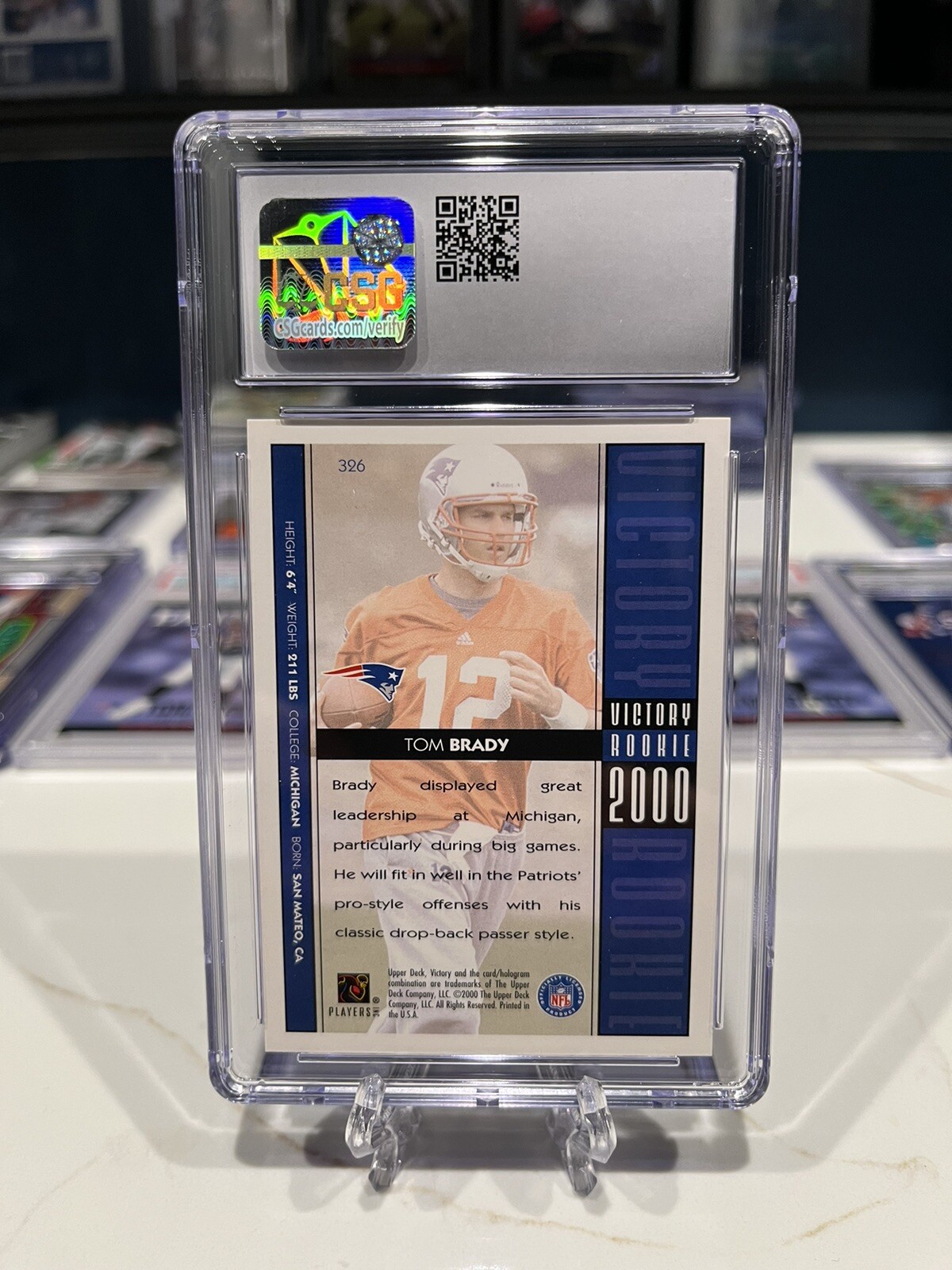 2000 upper deck victory tom brady CSG 9.5 ROOKIE NEW SLAB INVEST GOAT ...
