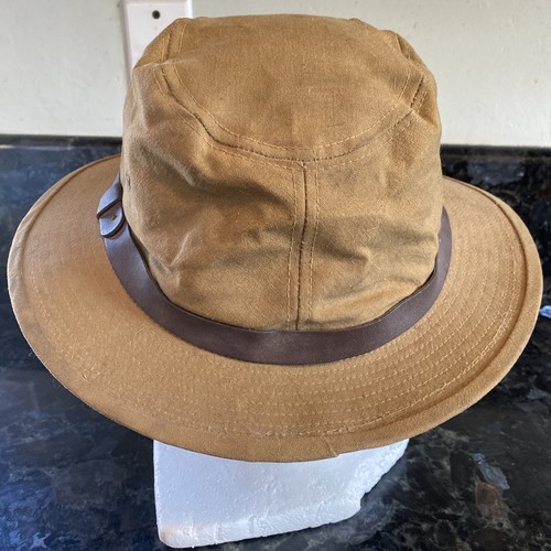 Vintage CC Filson Tin Cloth Bush Hat Packer Waxed Cotton Canvas Leather ...