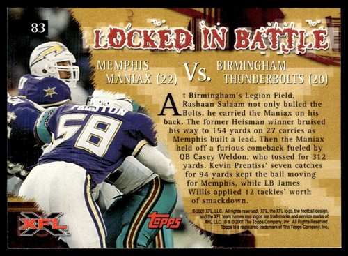 2001 Topps XFL Memphis vs Birmingham Memphis Maniax/Birmingham ...