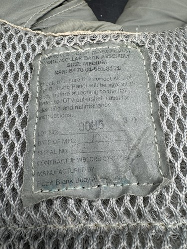 USGI UCP Yoke/Collar Back Assembly Improved Outer Vest Medium Armor ...