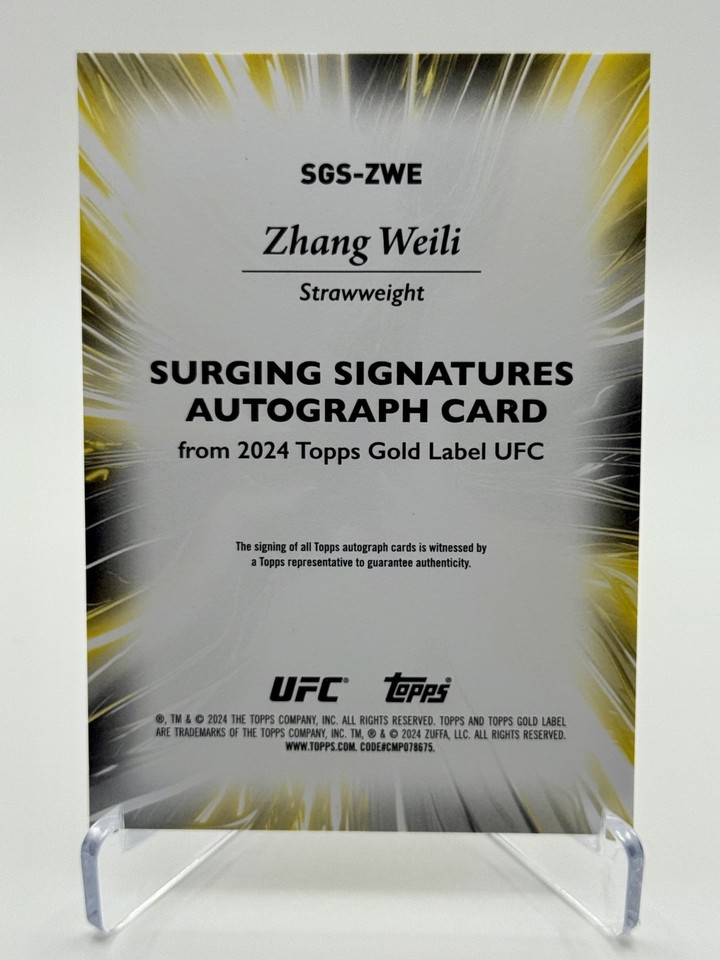 2024 Topps Gold Label UFC Zhang Weili Surging Signatures Auto /299 SGS ...