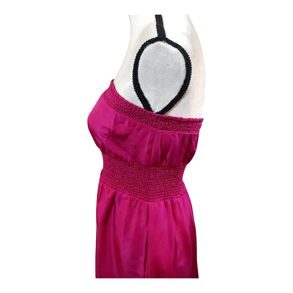 Maeve by Anthropologie Smocked Strapless Silk Dress in Fuchsia Party ...