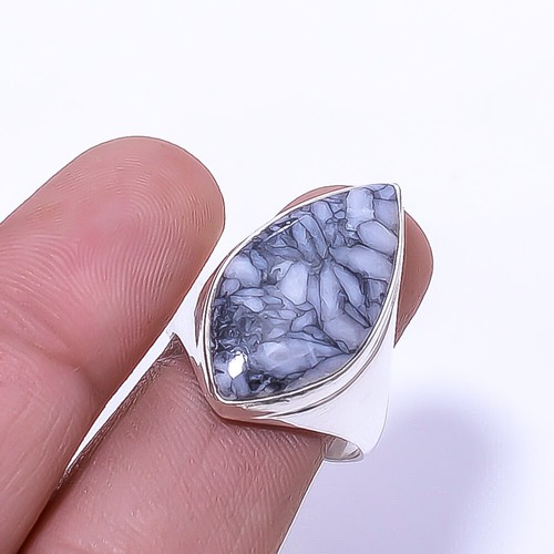 Natural Pinolith - Austria Gemstone 925 Sterling Silver Ring S.9 R_9486 ...