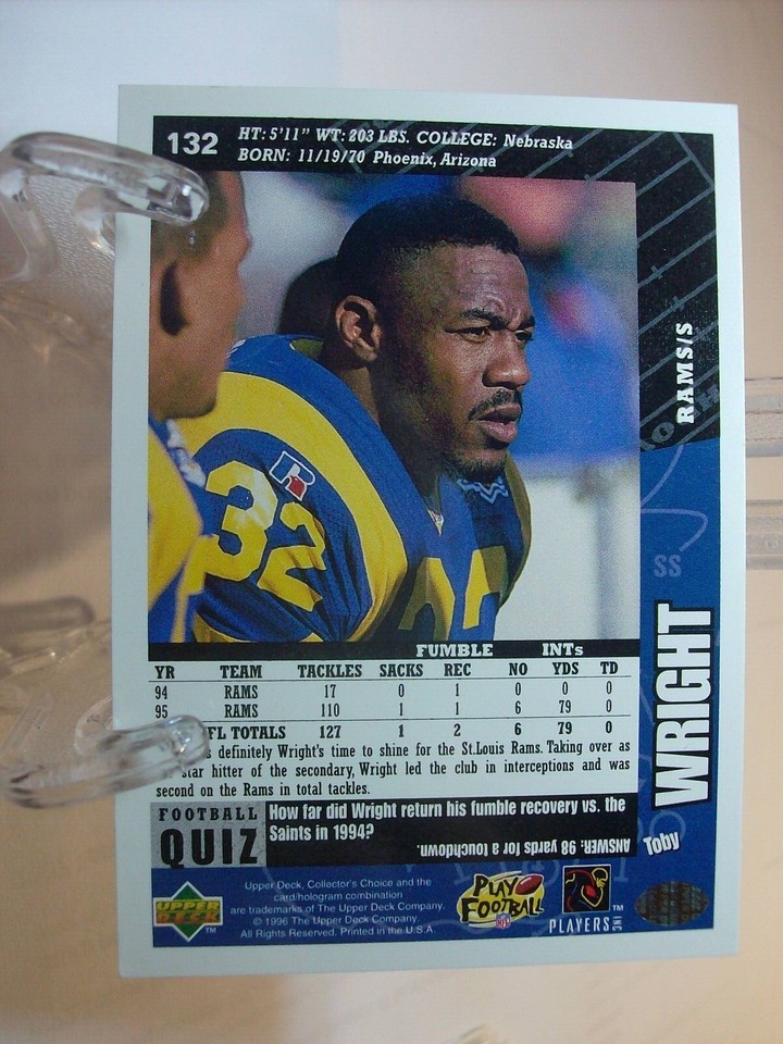 1996 UD Collector's Choice #132 - Toby Wright - St. Louis Rams 96-274 ...