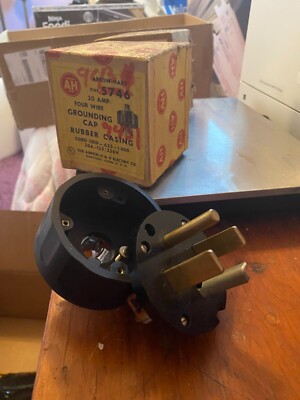 Vintage Arrow Hart 30 Amp 4 Wire Grounding Cap Connector Rubber Casing ...