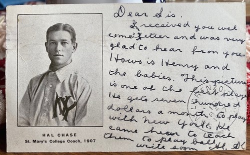 Hal Chase Baseball Legendary Player 1907 Postcard St. Mary's College ...