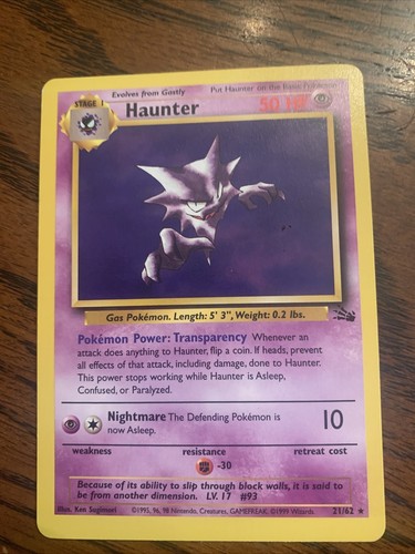Pokémon TCG Haunter Fossil 21 Regular 1999-2000 Wizards Base Set ...