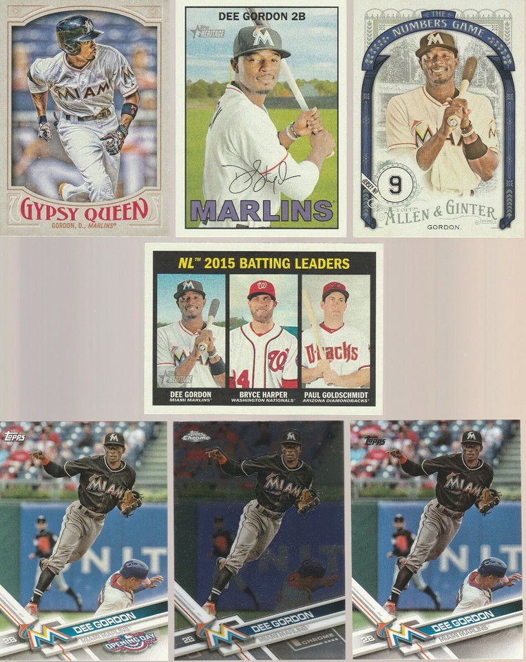 Huge 45 + different DEE GORDON cards lot 2012- 2021 Dodgers Marlins ...
