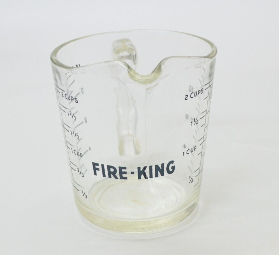 Fire King Measuring Cup 1 Liquid Pint Glass Black Text #498 Kitchen ...